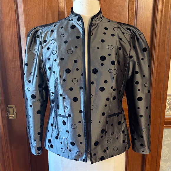 Laura Ashley | Jackets & Coats | Laura Ashley Black And Gray Polka Dot ...